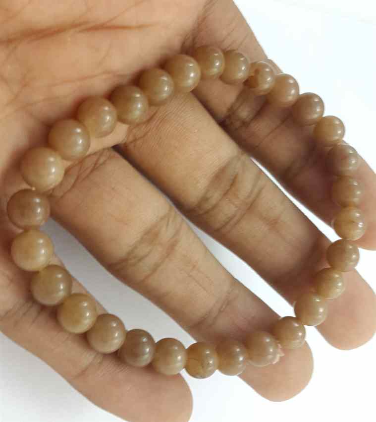 10 Gram Light Brown Jade Bracelet Bead Size 6 MM (Length 8 Inch)